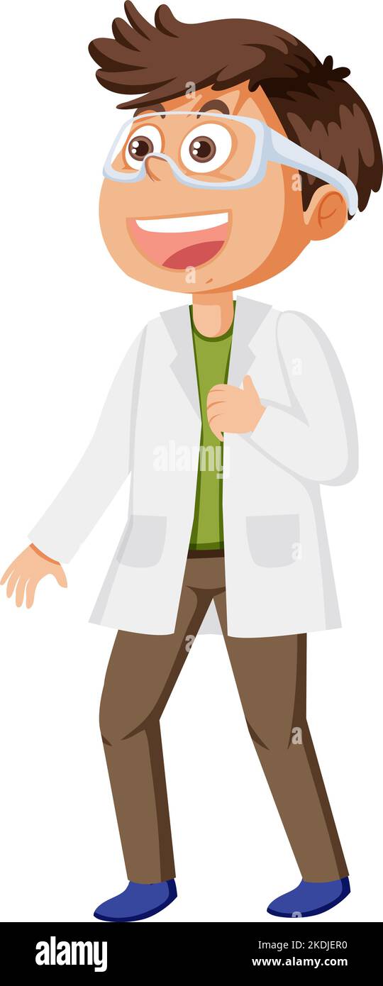 Cute scientist boy cartoon character illustration Stock Vector Image ...