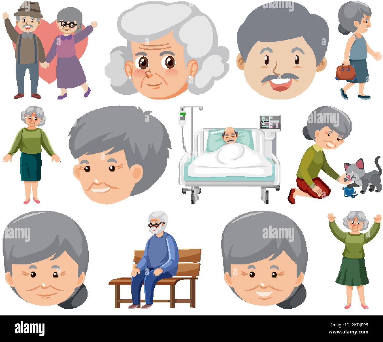 Collection of elderly people icons illustration Stock Vector Image ...