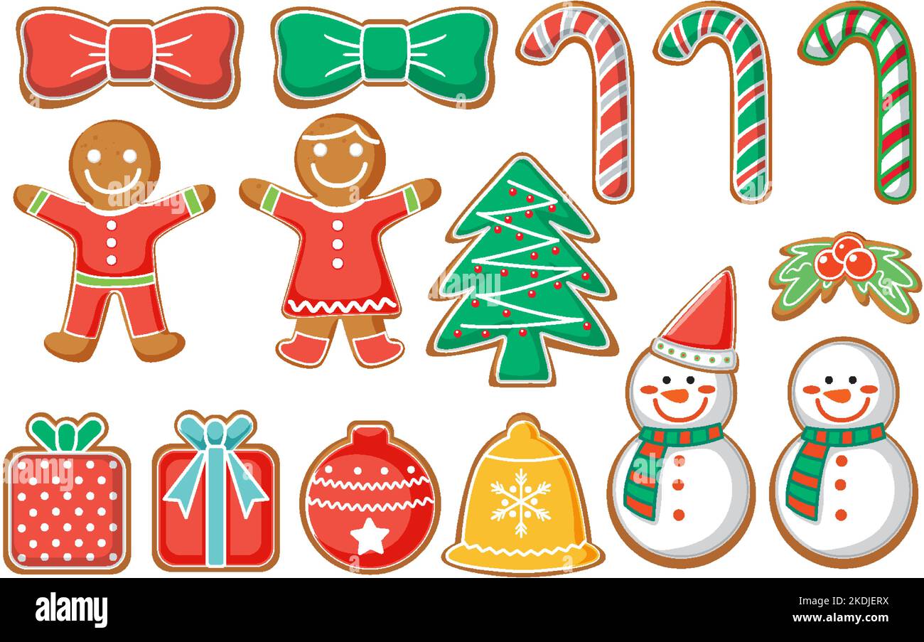Christmas gingerbread cookies collection illustration Stock Vector ...