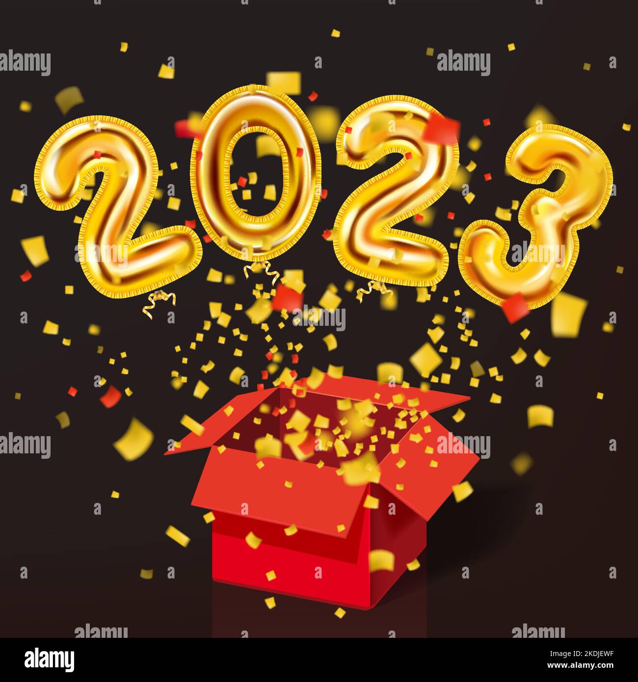 2023 Merry Christmas Happy New Year realistic golden decoration ...