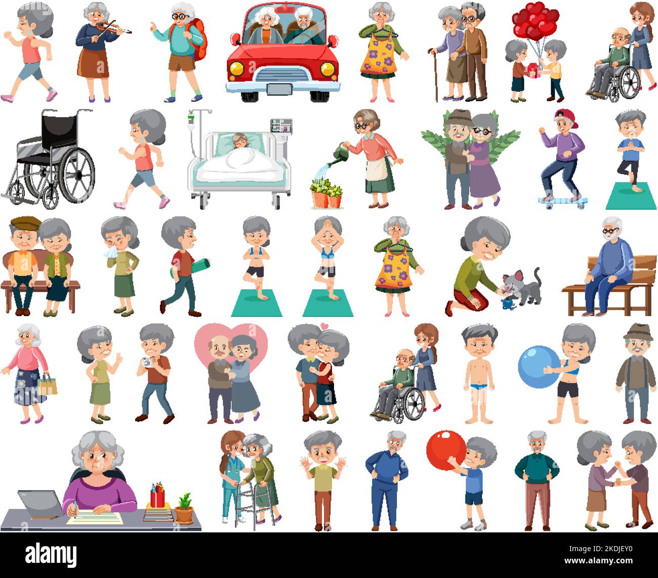 Collection of elderly people icons illustration Stock Vector Image ...