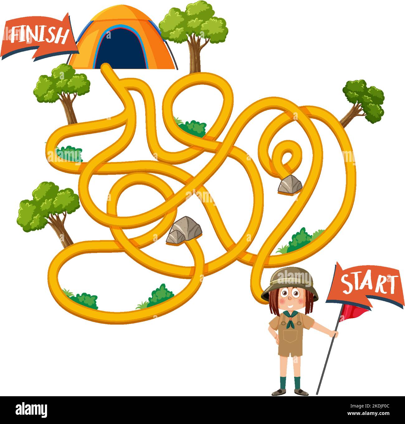 Maze game template in camping theme for kids illustration Stock Vector ...
