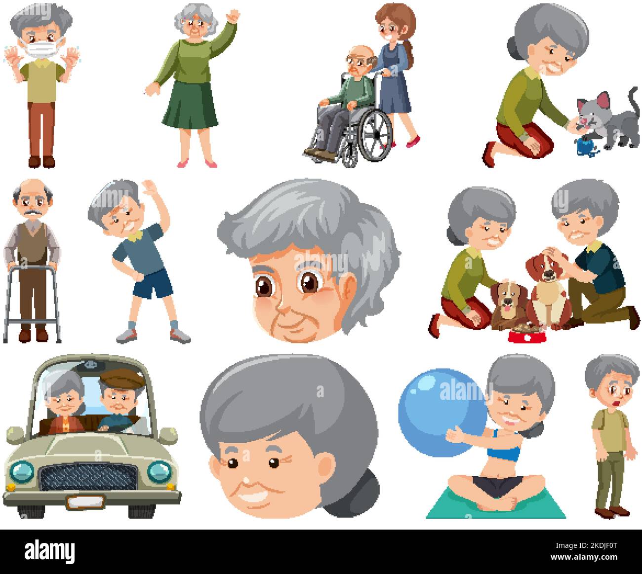 Collection of elderly people icons illustration Stock Vector Image ...
