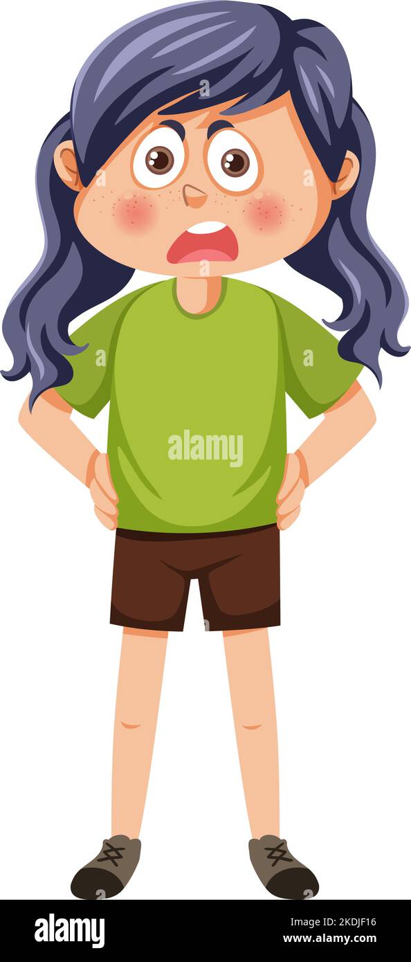 Scowl girl standing akimbo pose illustration Stock Vector Image & Art ...