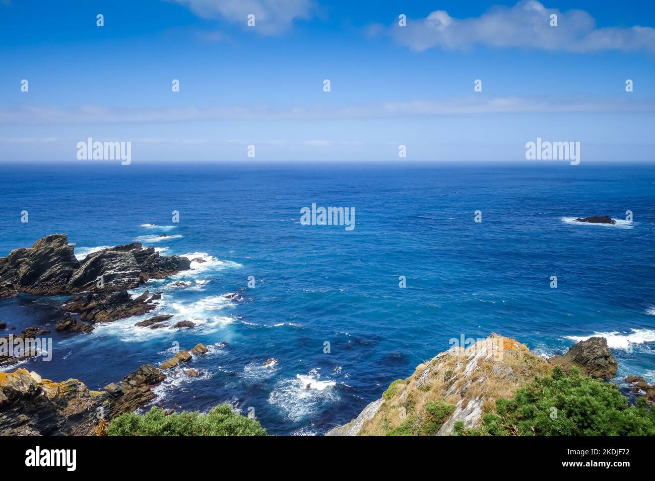 Ortigueira cliffs and atlantic ocean view, Galicia, Spain. Landmark ...