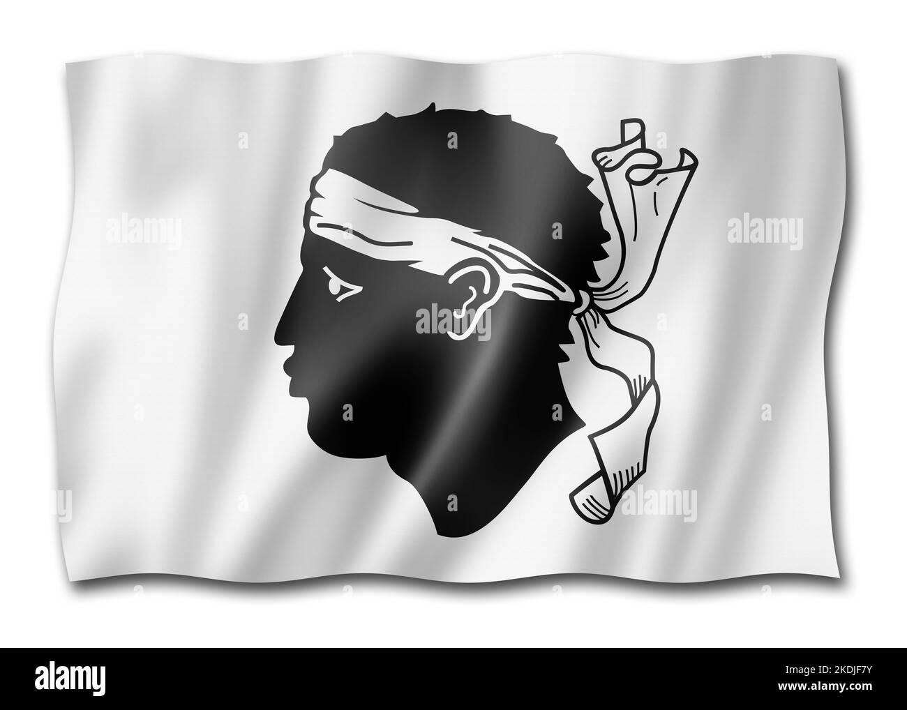 Corsica Region flag, France waving banner collection. 3D illustration ...