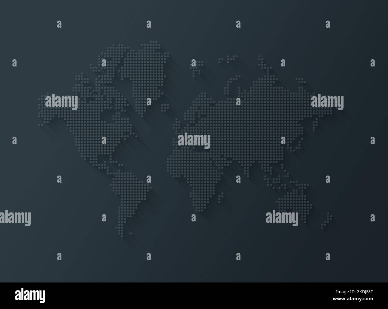 Illustration of a world map made of dots isolated on a black background ...
