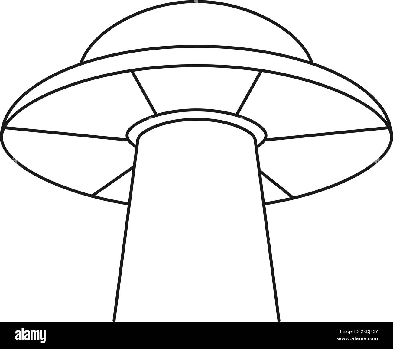 Line art alien spacecraft isolated on white background Science ...
