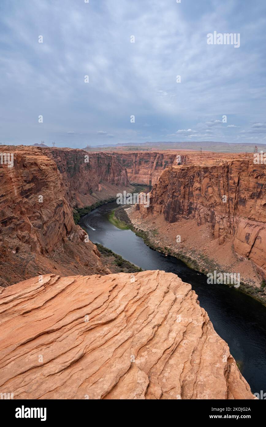 Aerial View Of Colorado River Flowing Amidst Majestic Canyons Stock ...