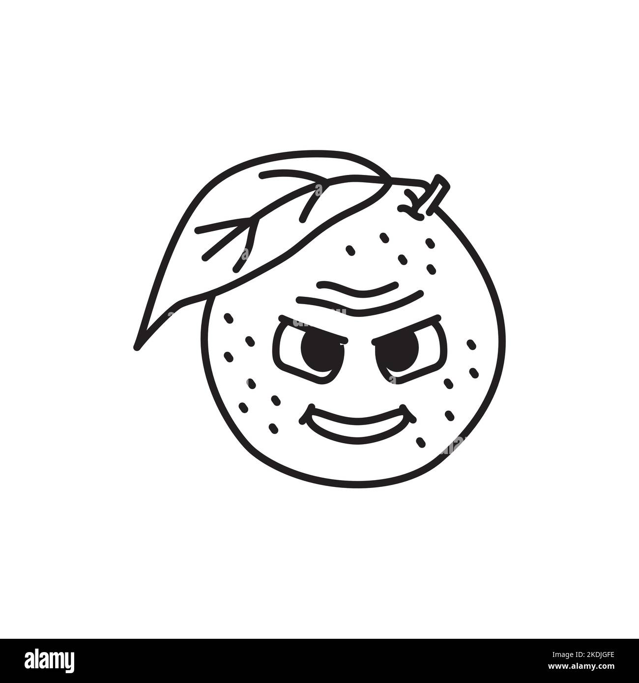 Orange with mocking emotion color line icon. Mascot of emotions Stock ...