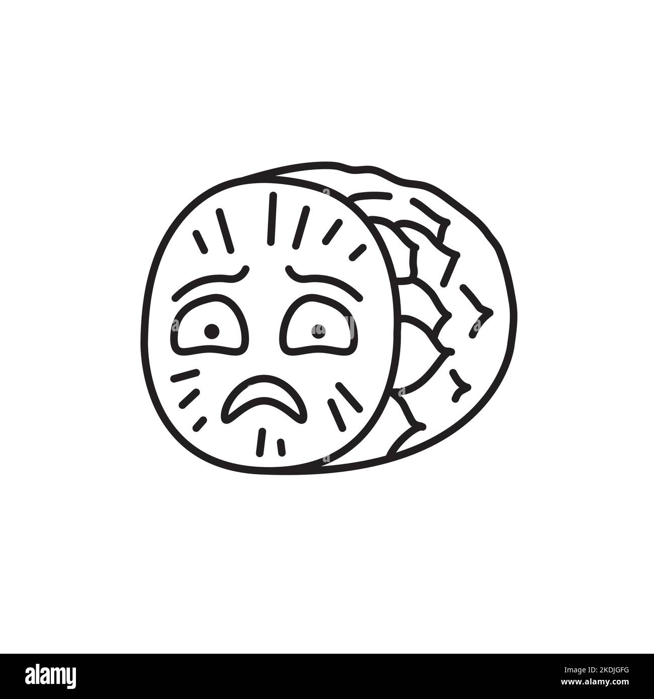 Pineapple is afraid color line icon. Mascot of emotions Stock Vector ...