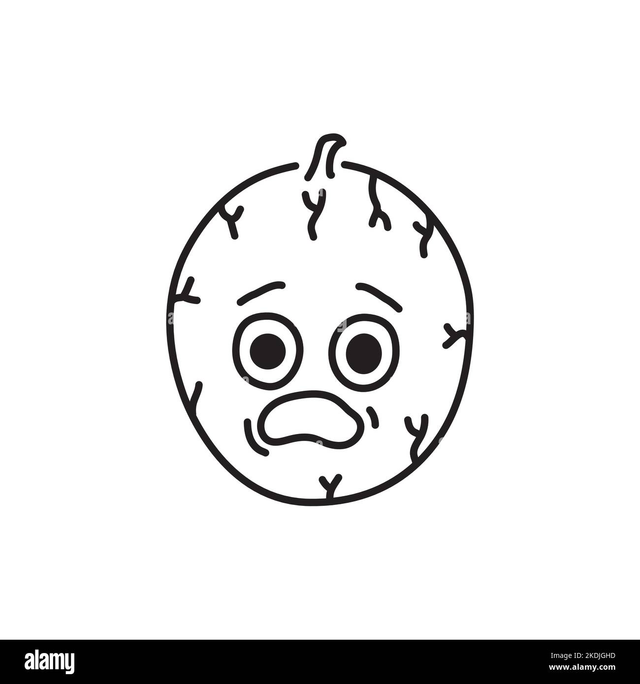 Melon is afraid color line icon. Mascot of emotions Stock Vector Image ...