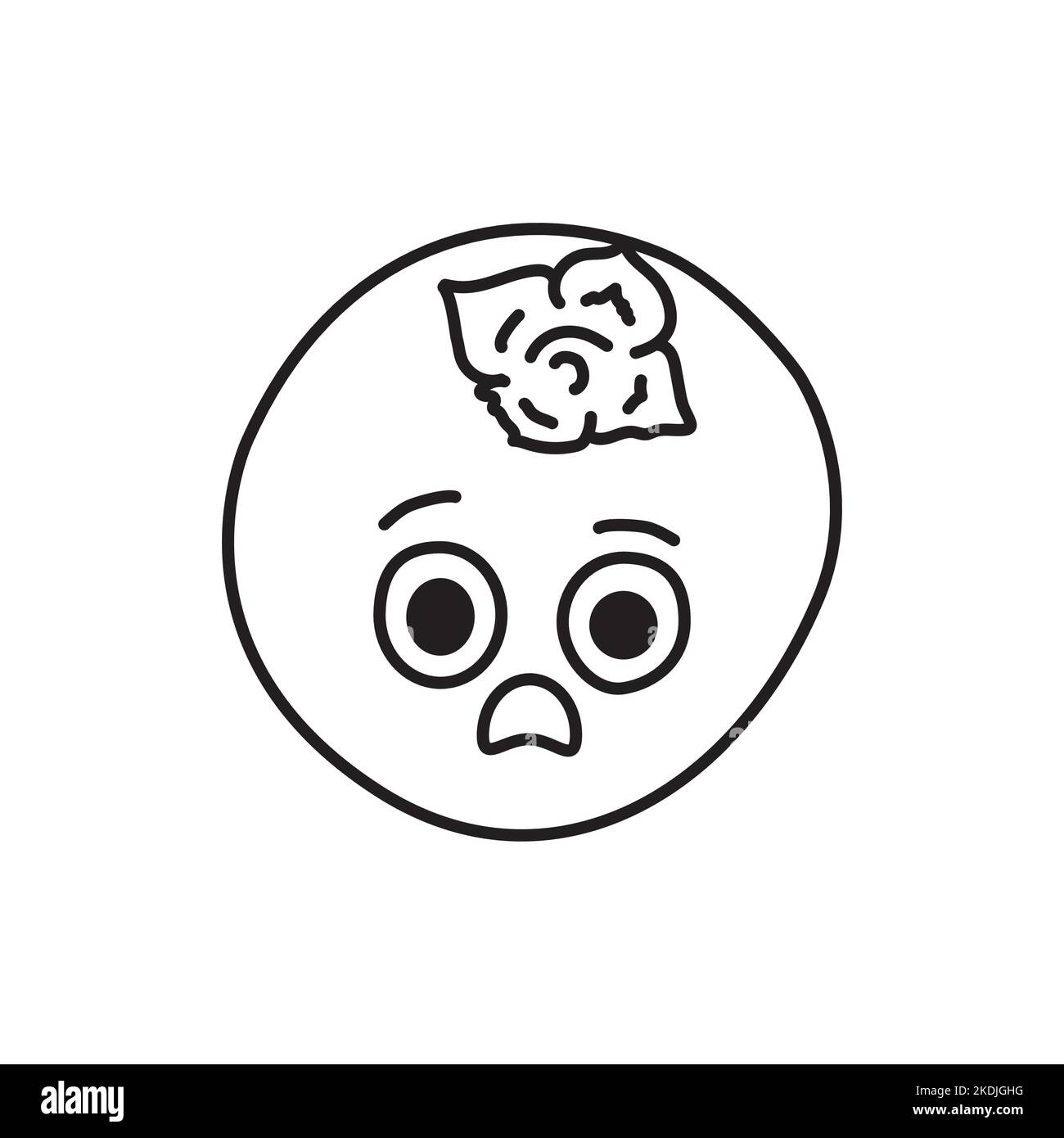 Surprised persimmon color line icon. Mascot of emotions Stock Vector ...