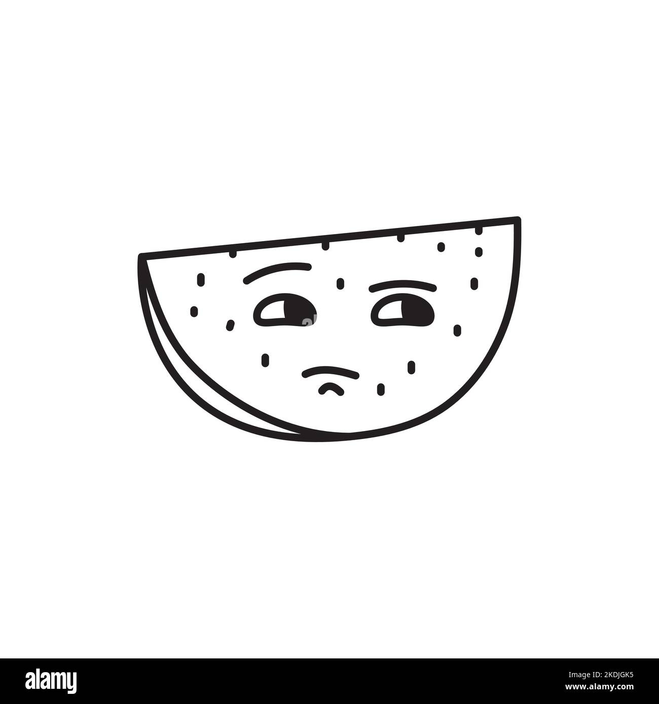 Pensive watermelon color line icon. Mascot of emotions Stock Vector ...