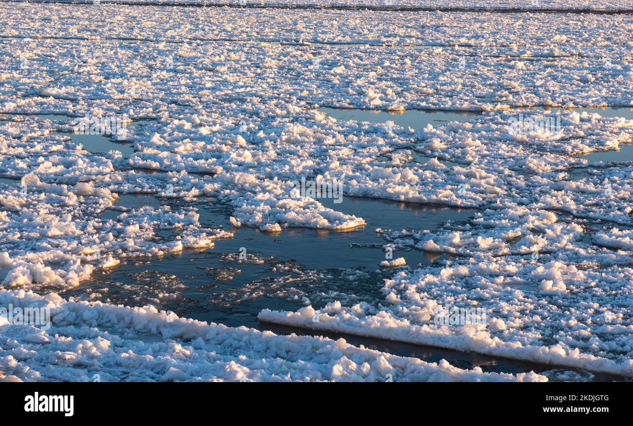 Ice floes landscape in Huma section, Heilongjiang which marks the ...