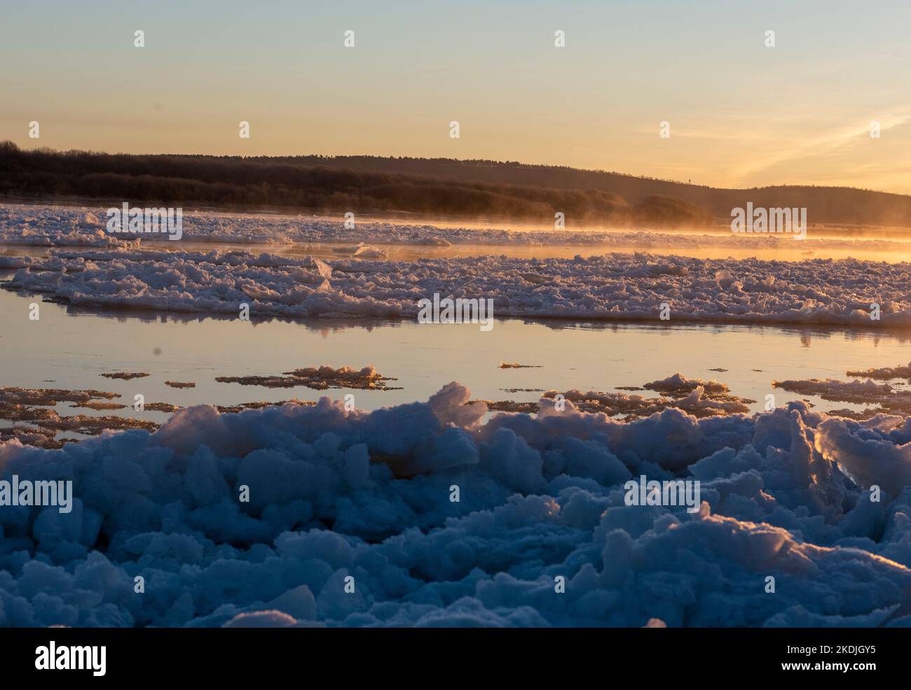 Ice floes landscape in Huma section, Heilongjiang which marks the ...
