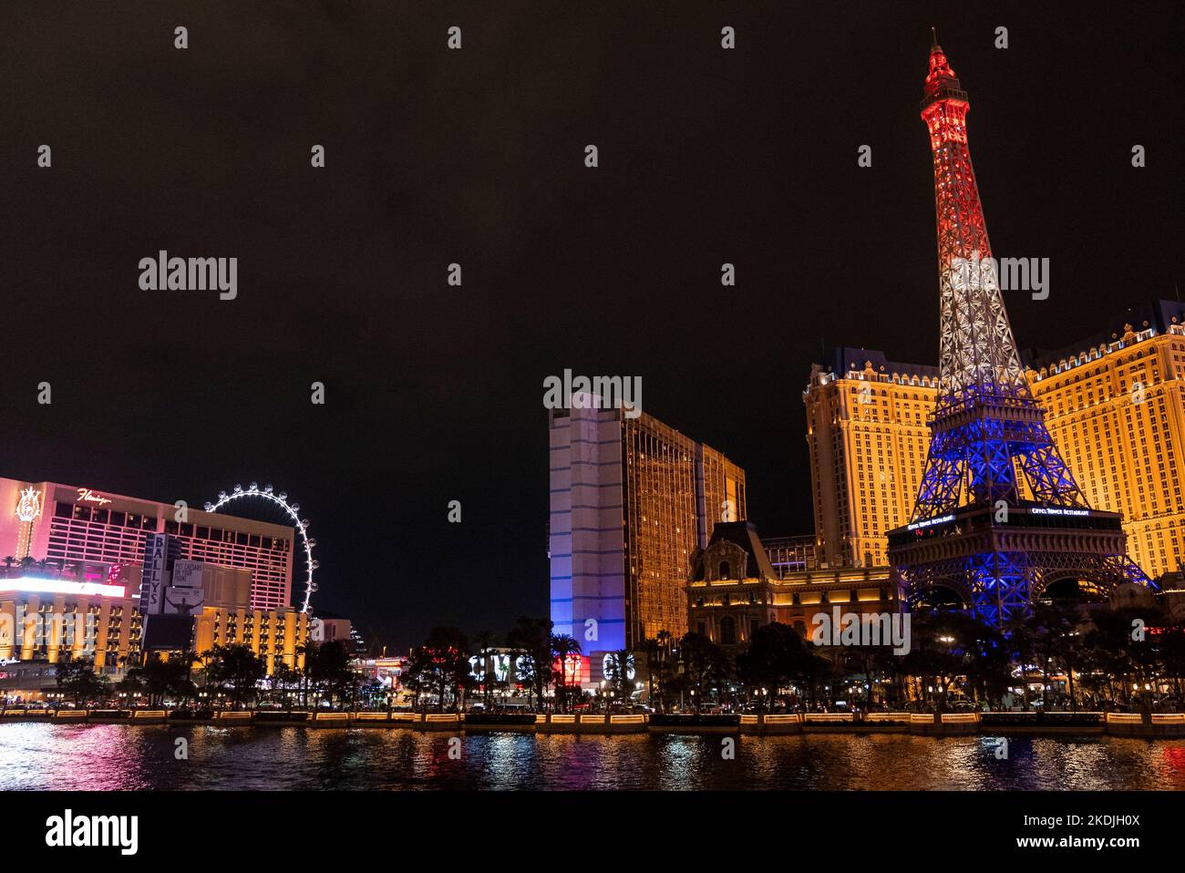 Illuminated Replica of Eiffel Tower at promenade with sky in background ...