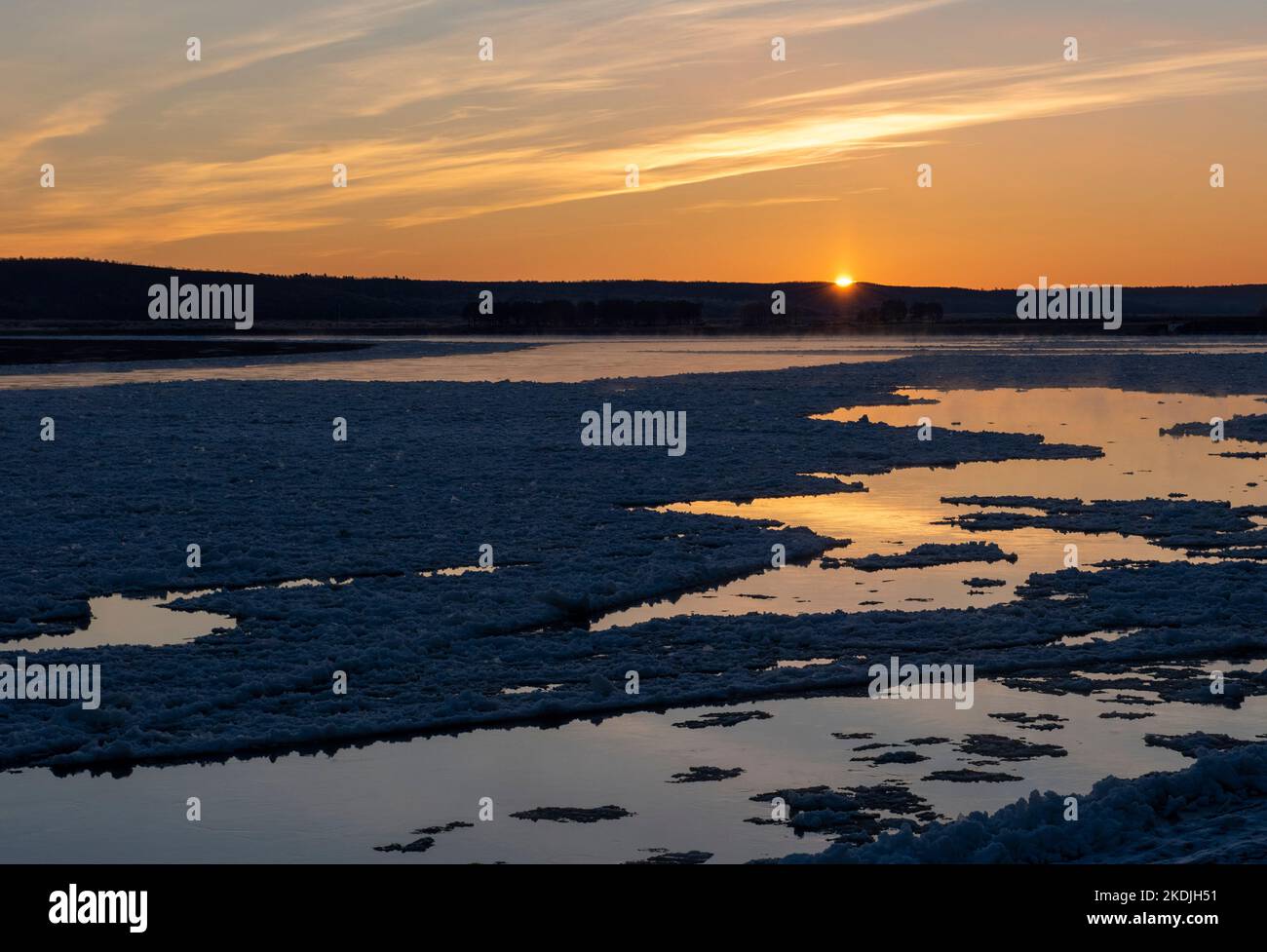 Ice floes landscape in Huma section, Heilongjiang which marks the ...