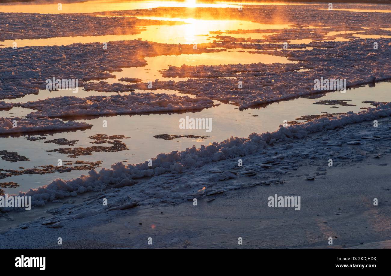 Ice floes landscape in Huma section, Heilongjiang which marks the ...