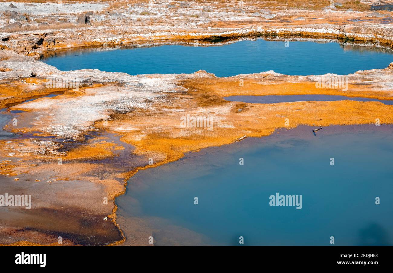 Beautiful view of hotspring in geothermal landscape at Yellowstone ...