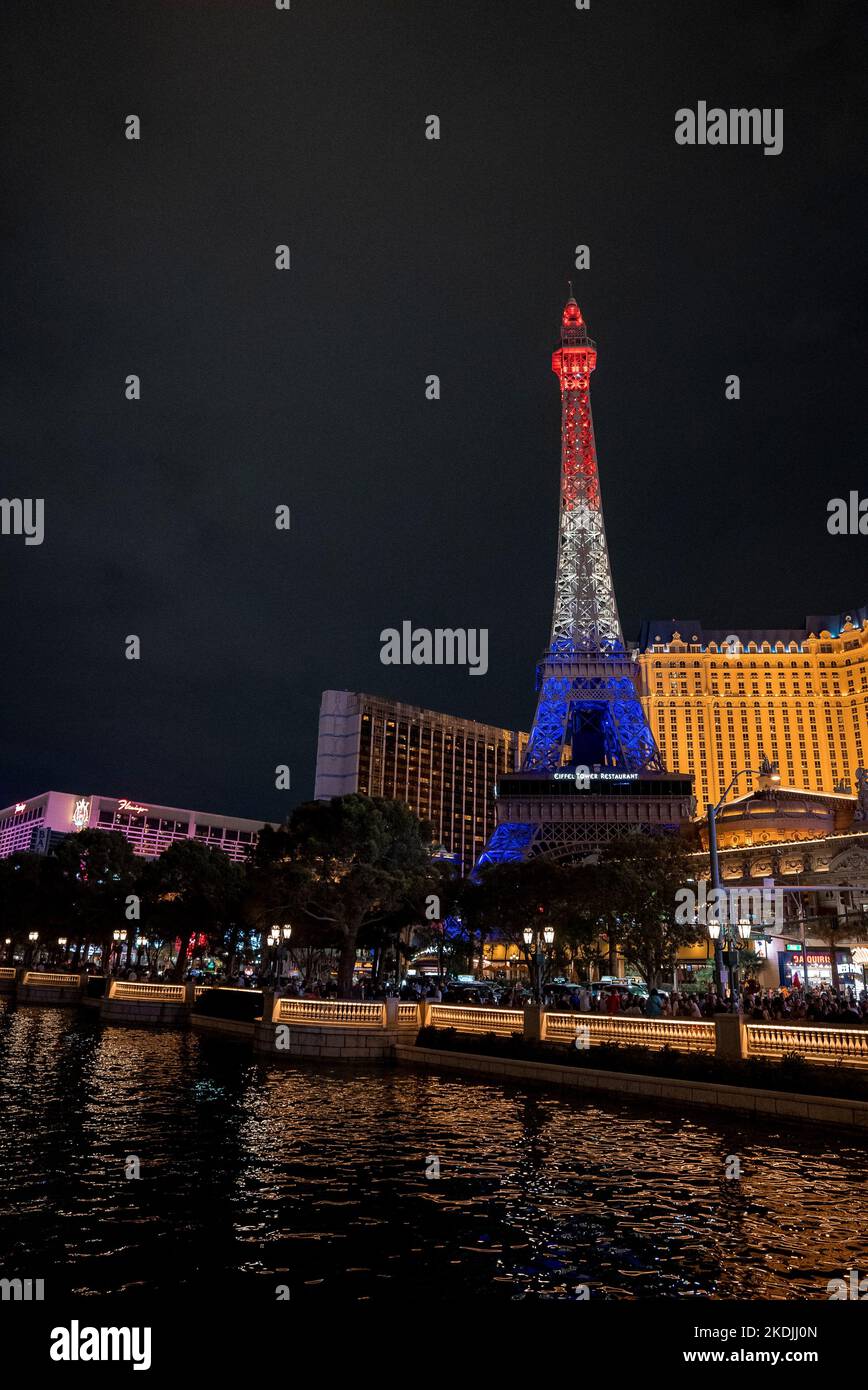 View of famous Replica of Eiffel Tower at luxurious hotels and casinos ...