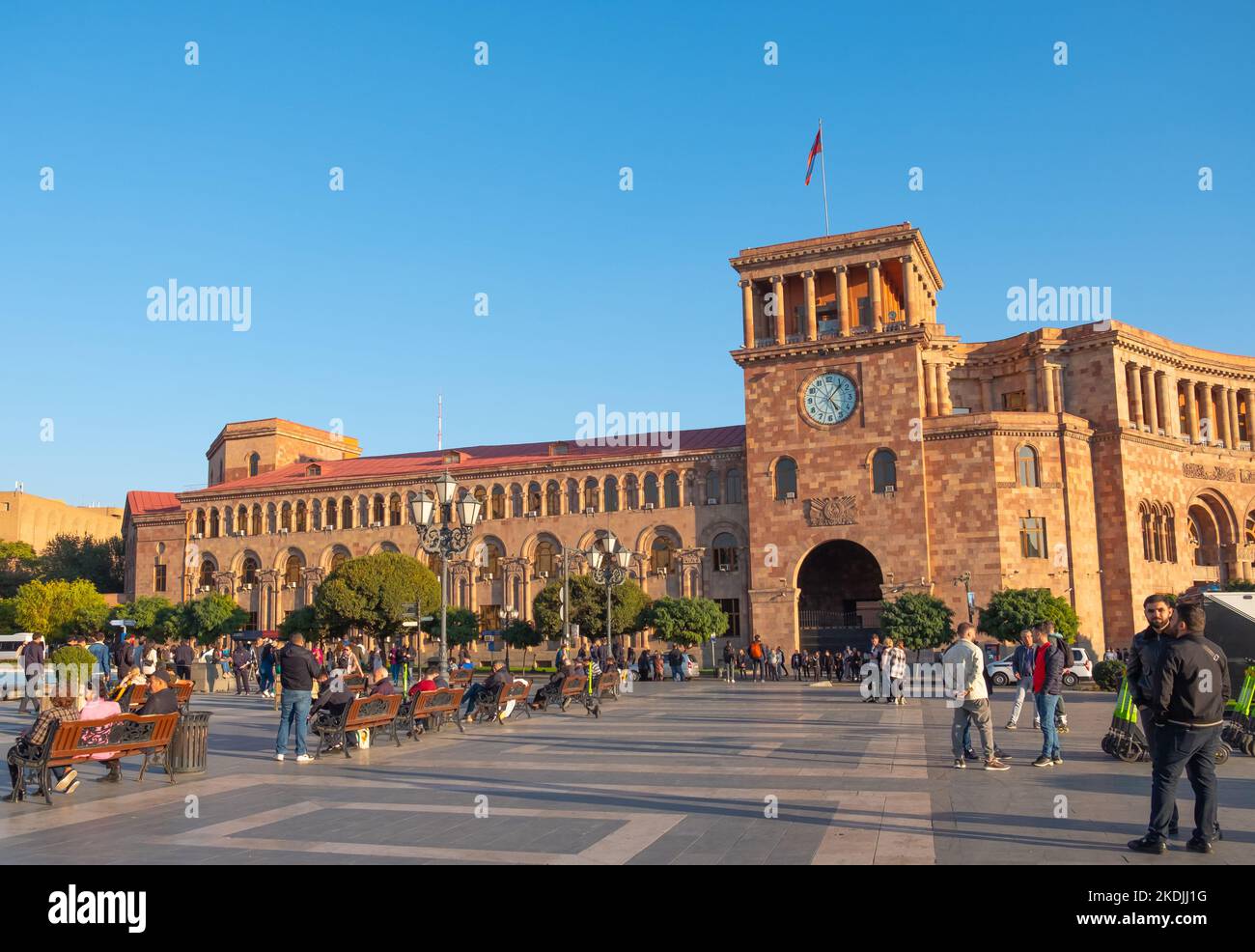 Yerevan, Armenia, October 23rd, 2022. Beautiful sunset light on ...