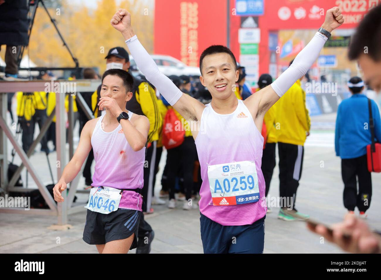 Athletes arrive at the Olympic Landscape Avenue finish, the 2022 Bejing ...