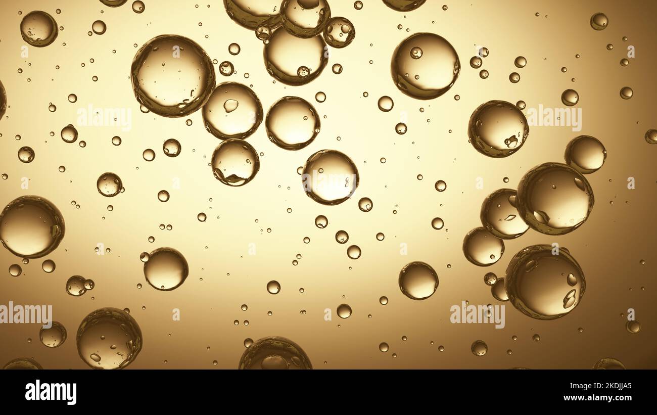 Golden round droplets flow in yellow blank background. Motion graphic ...