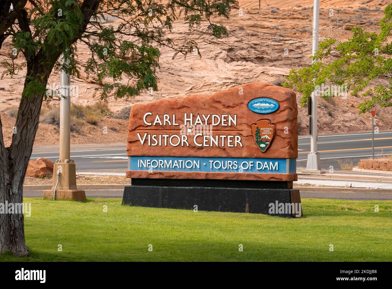 Carl Hayden Visitor Center Text On Rocky Signboard Stock Photo - Alamy