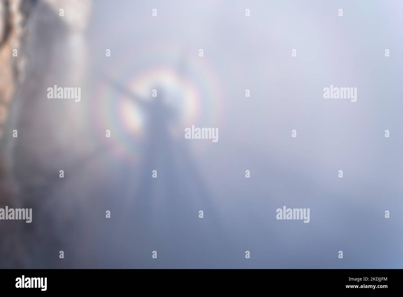 Abstract defocused blured background Broken ghost high in the mountains ...