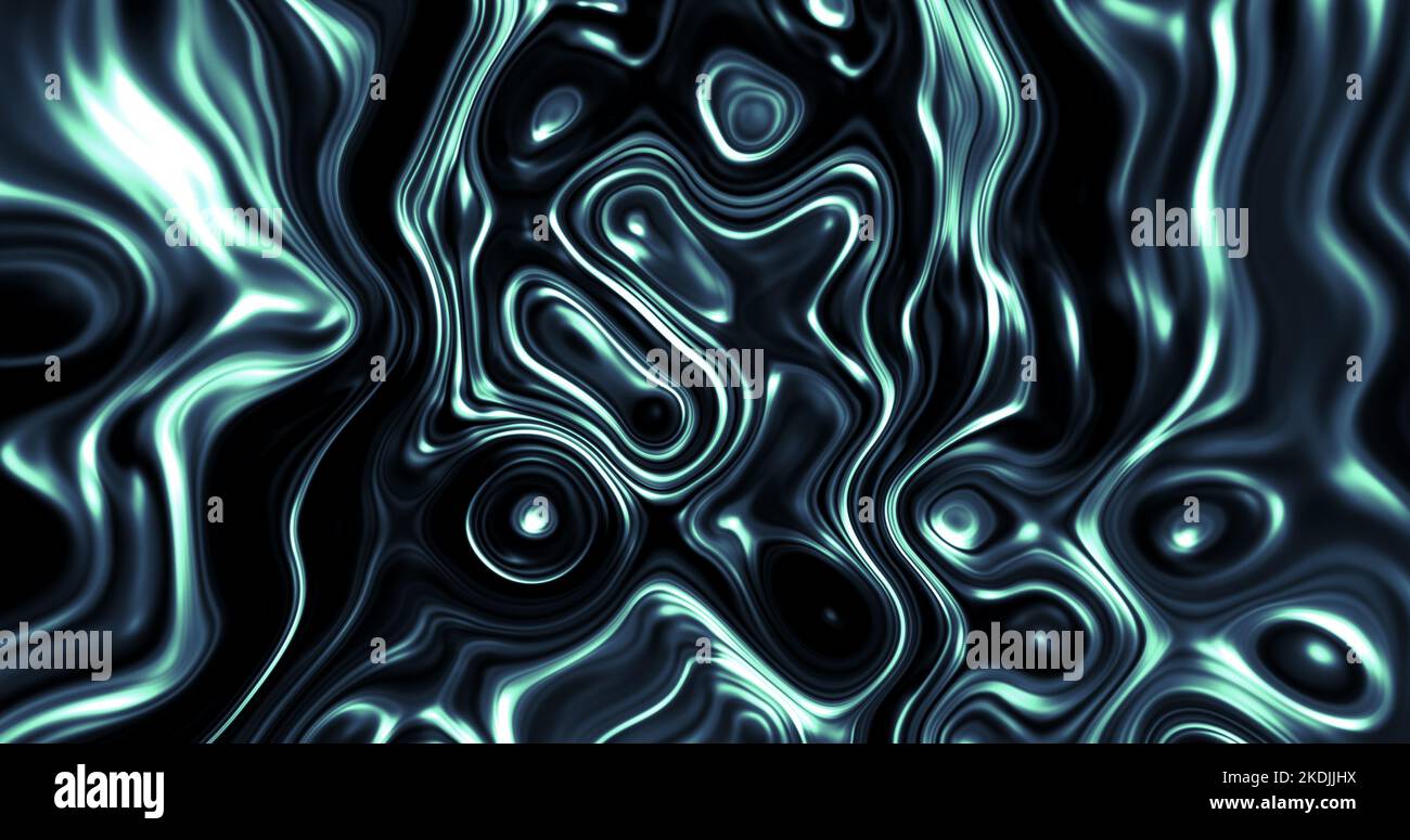 Moving colorful liquid abstract background. Blue wavy iridescent motion ...