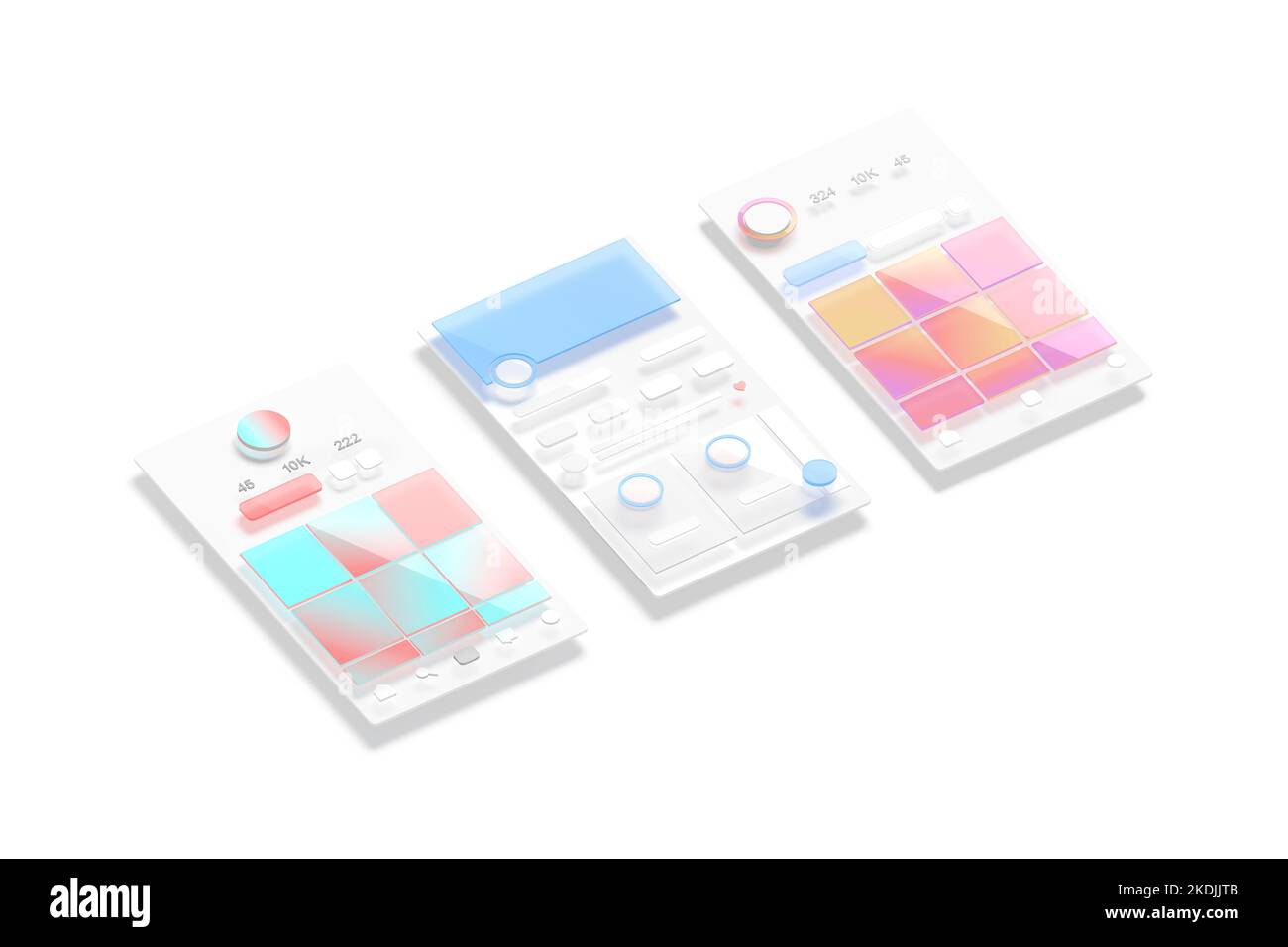 VIdeo and photo app account interface frame mockup, side view, 3d ...