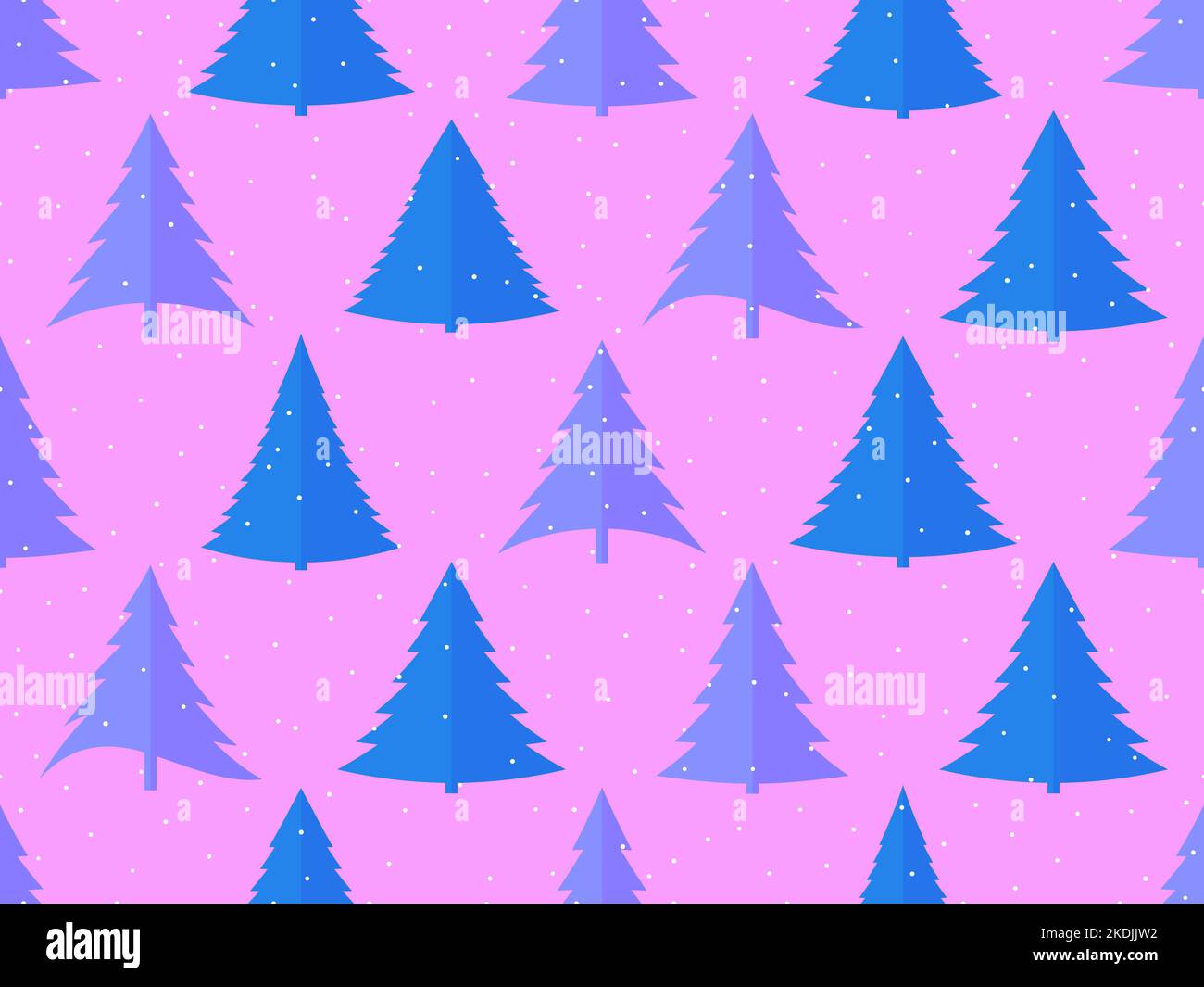 Seamless pattern with Christmas trees in a flat style. Blue Christmas ...