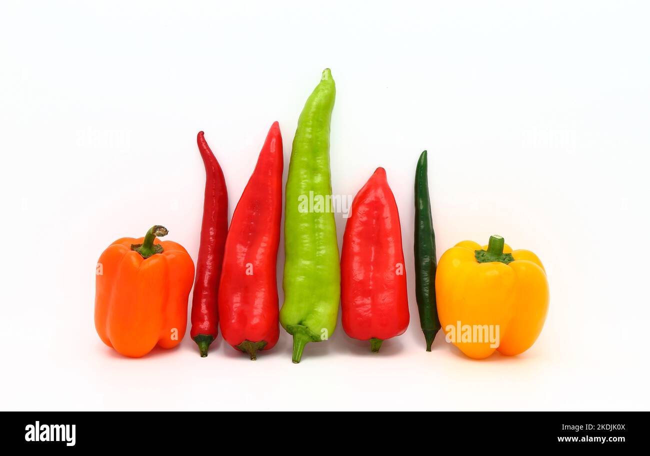 Composition of several types of sweet pepper of different shapes ...