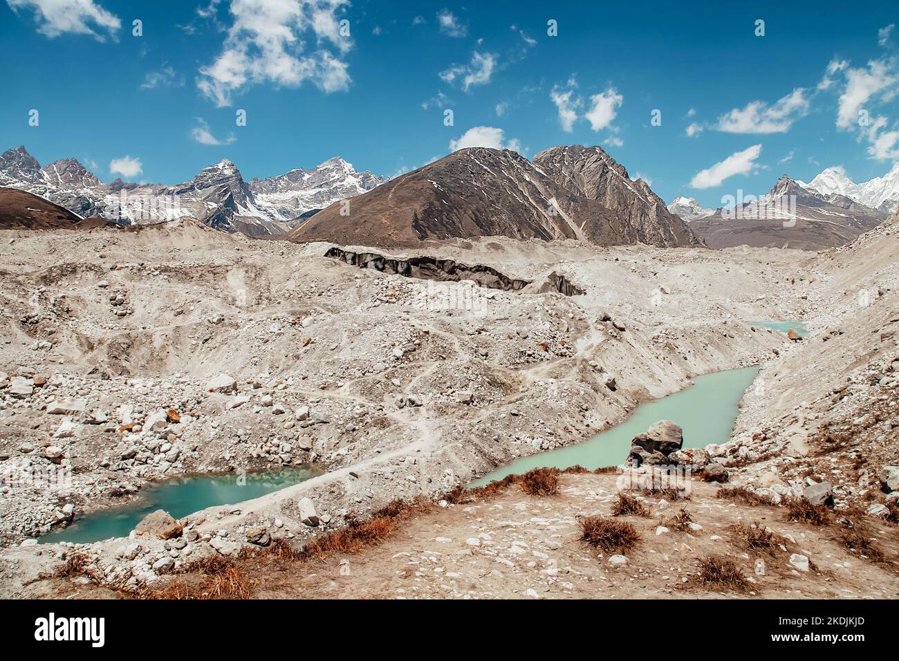 Epic Khumbu Glacier on the way to Everest Base Camp in Himalaya ...