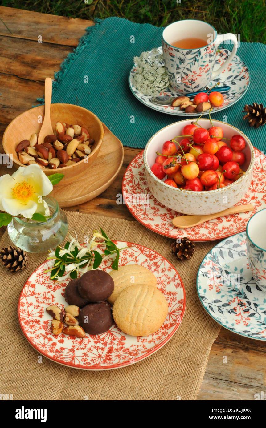 Napoleon cherries, chocolate biscuits, lemon shortbread and Brazil nuts ...
