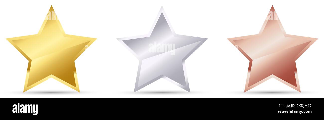 Gold, silver and bronze star set. Vector illustration Stock Vector ...