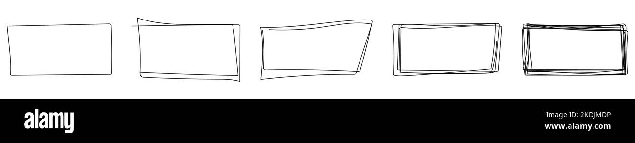 Set of hand drawn rectangular shape icons. Vector illustration isolated ...