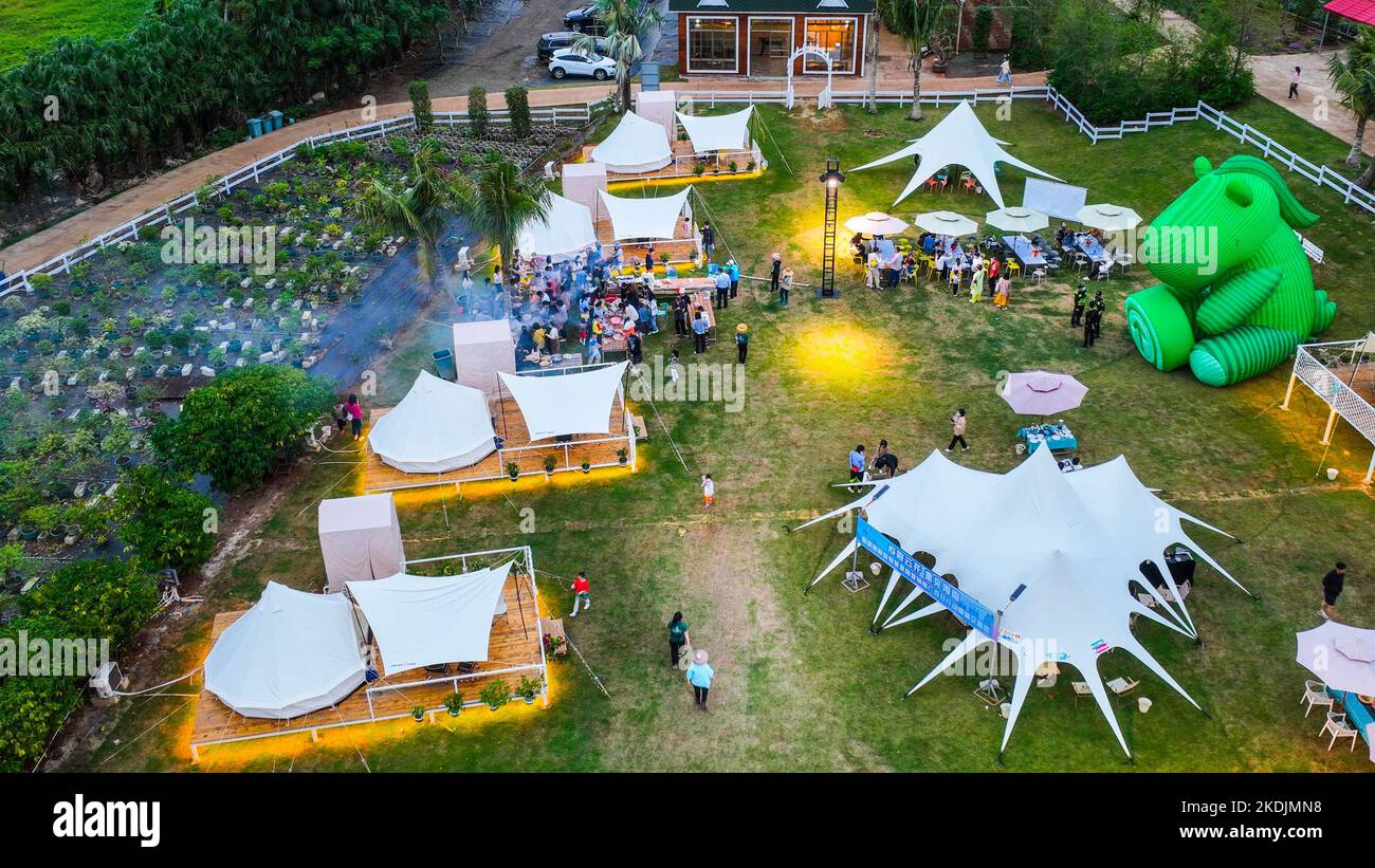 People enjoying nature at campsites in Haikou City, southernmost China ...