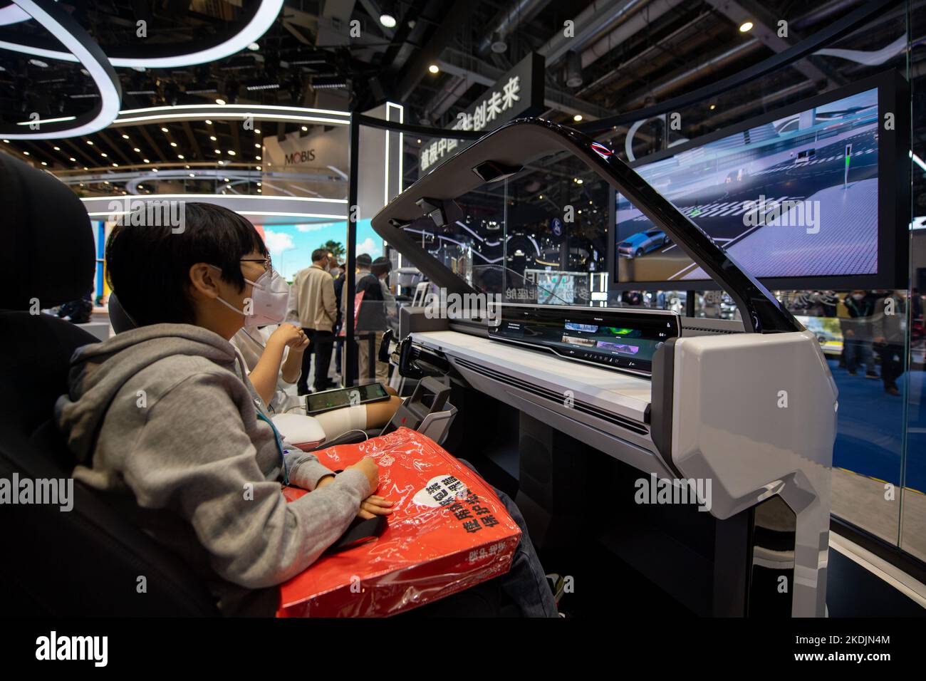 Multi-scene smart cockpit in MOBIS booth, Shanghai, China, 6 November ...