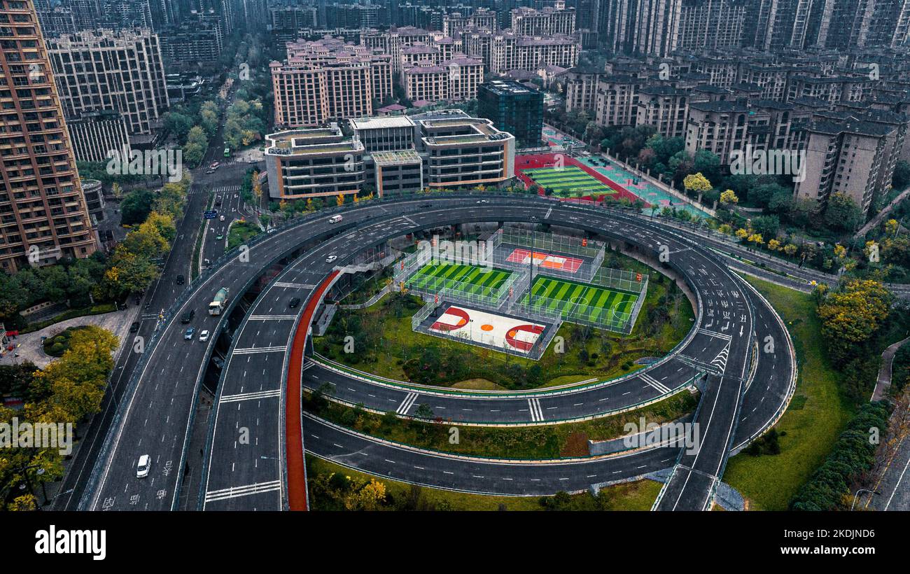 Aerial photos show that Xinkaimen Fitness Park becomes the most popular ...