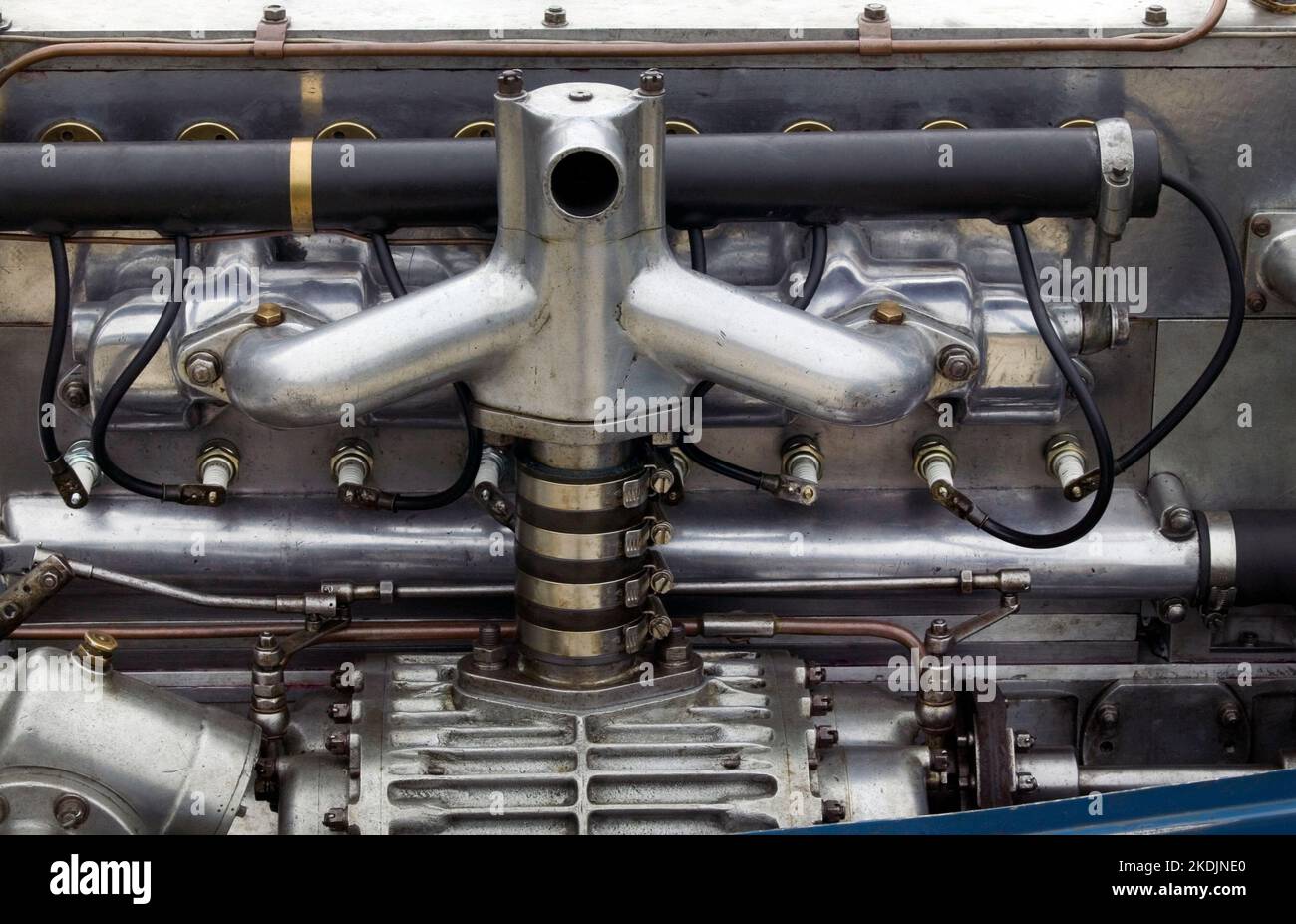 Vintage Bugatti Type 35 details of Engine, cockpit and wheels Stock ...