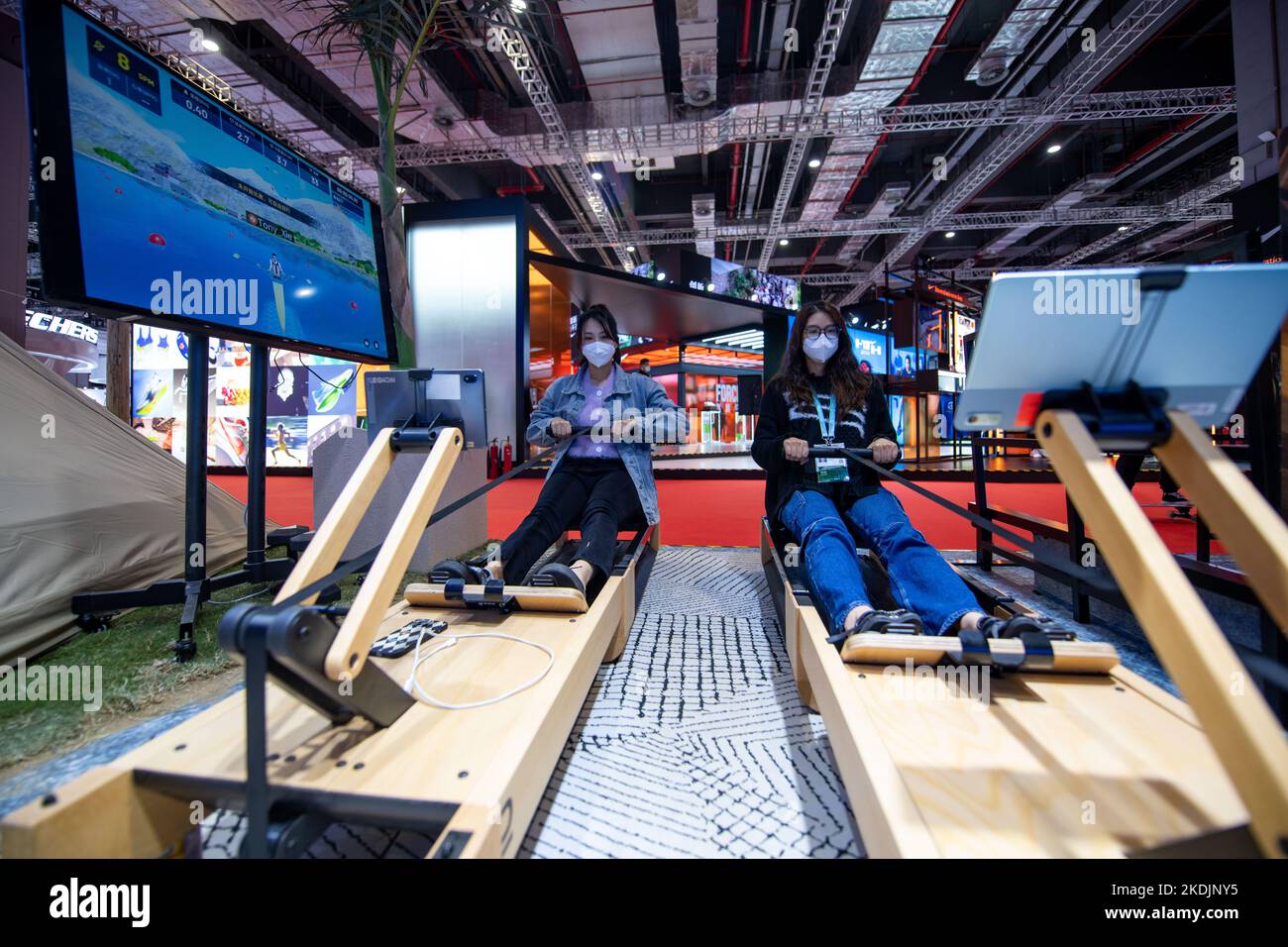 Boating machine in Decathlon booth, Shanghai, China, 6 November, 2022 ...