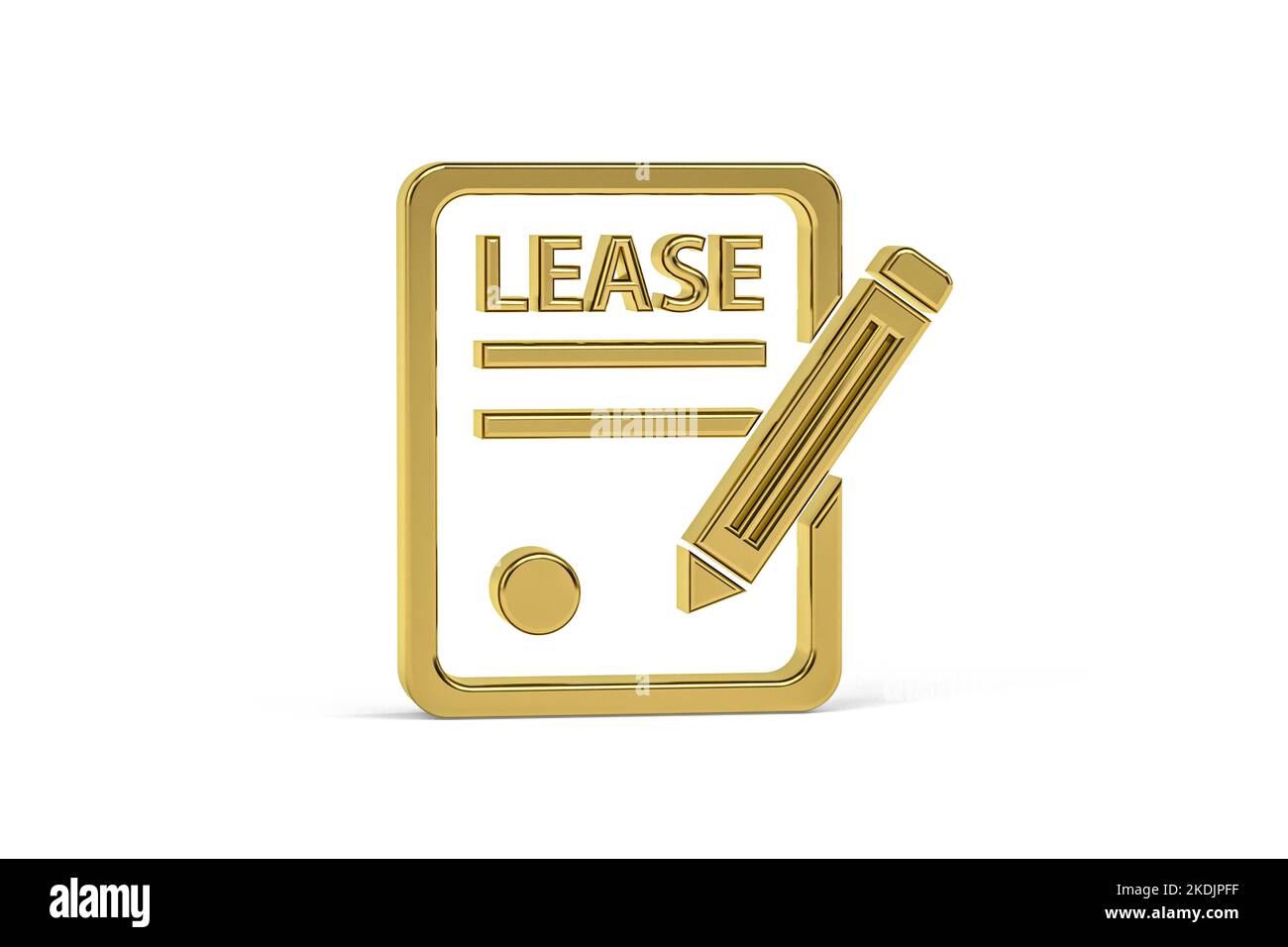 Golden 3d lease icon isolated on white background - 3d render Stock ...