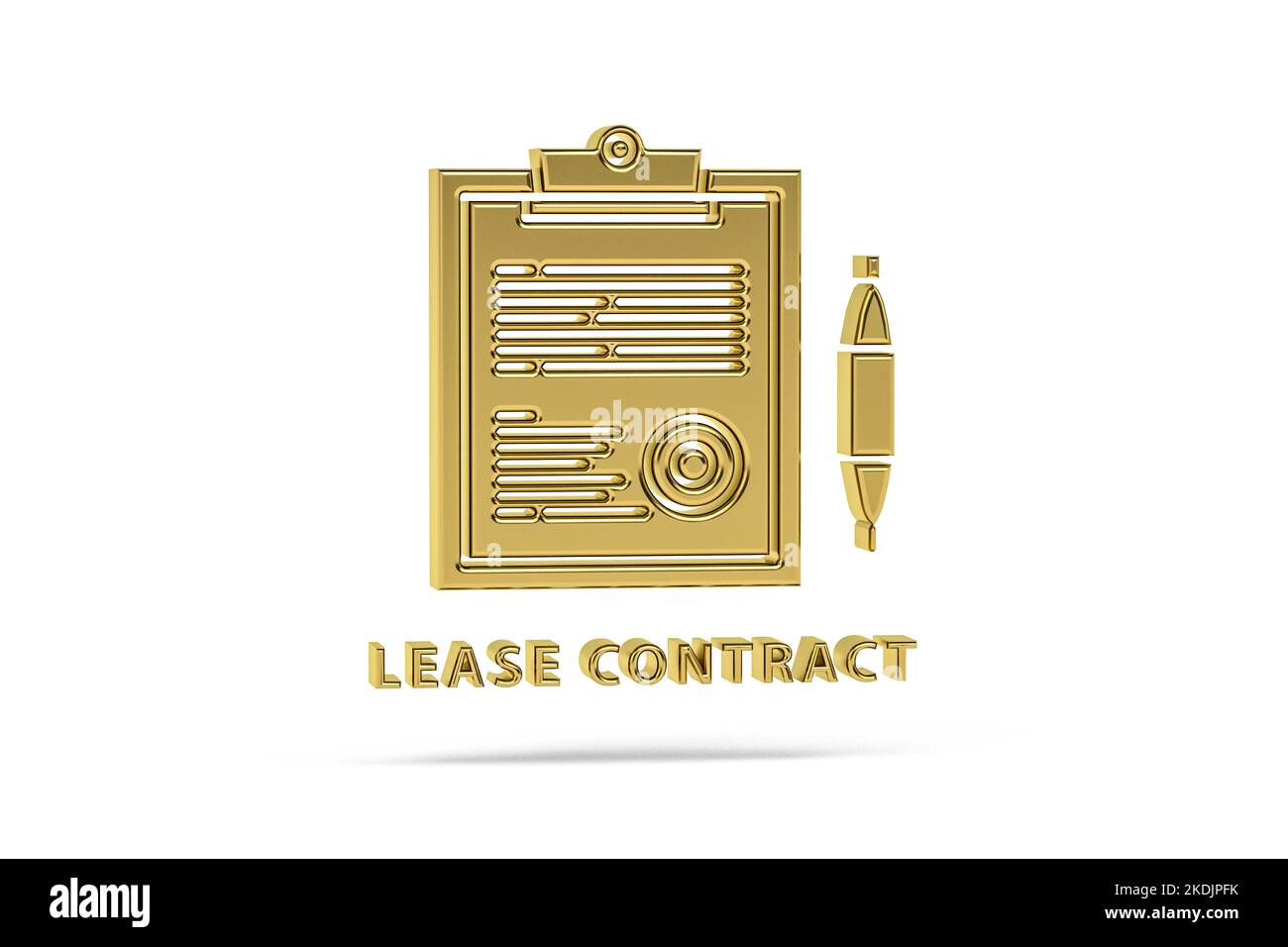 Golden 3d lease icon isolated on white background - 3d render Stock ...