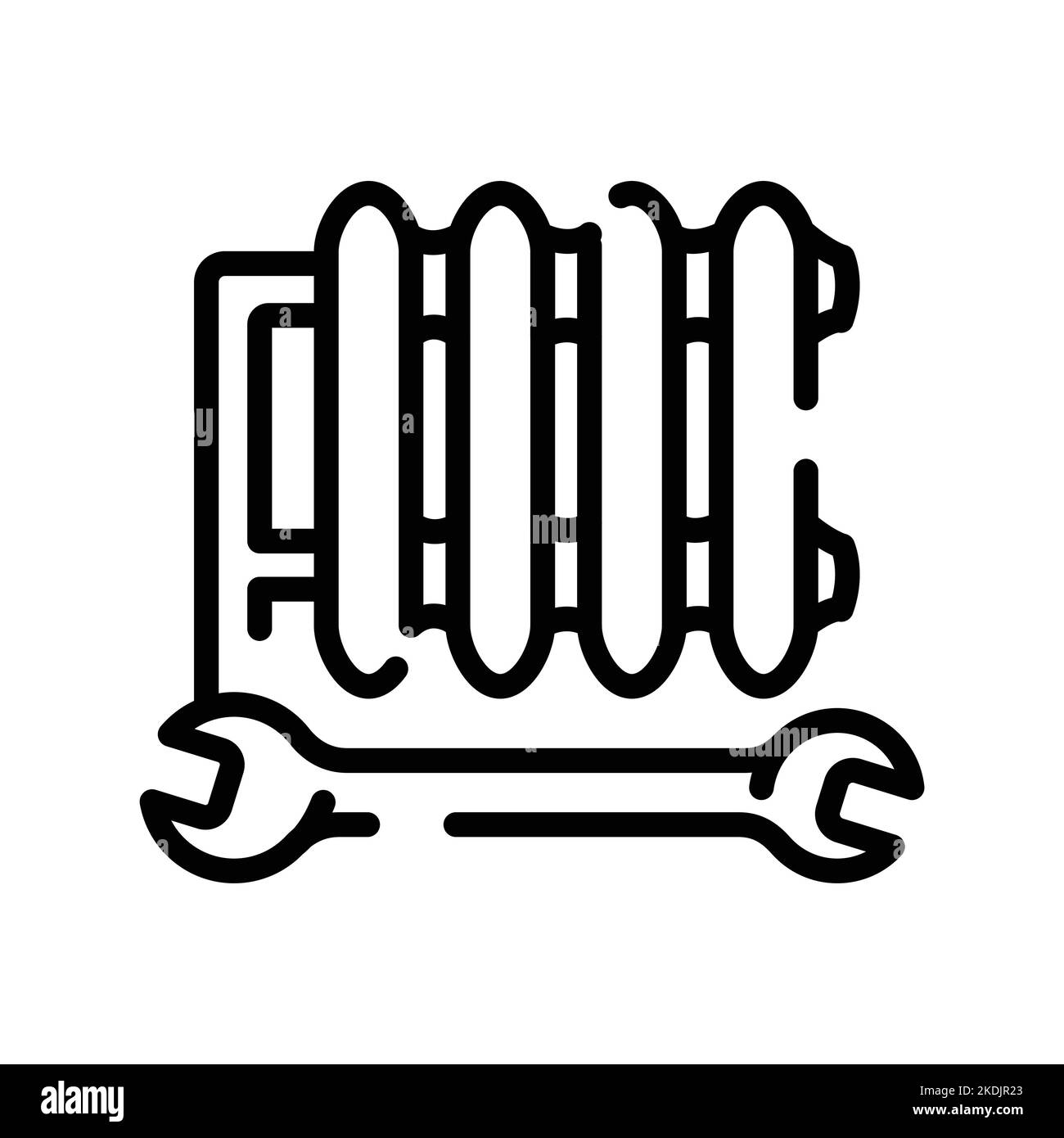 Installation of heating system black line icon. Pictogram for web page ...