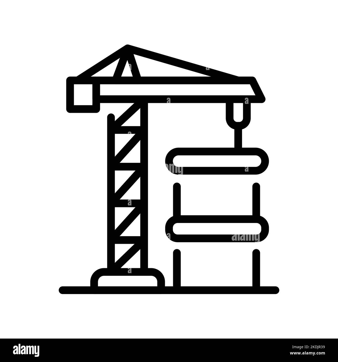 Construction crane black line icon. Pictogram for web page Stock Vector ...