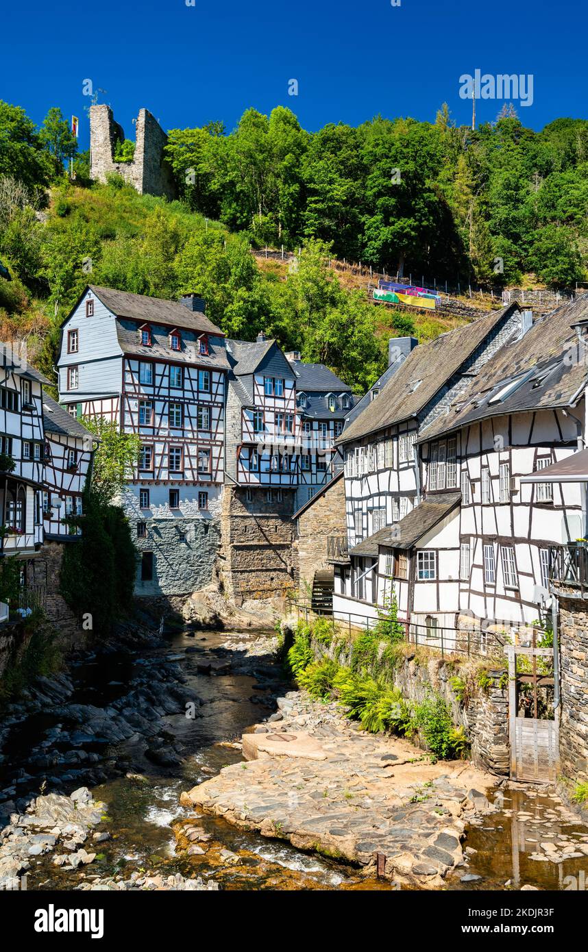 Traditional architecture of Monschau in North Rhine-Westphalia, Germany ...