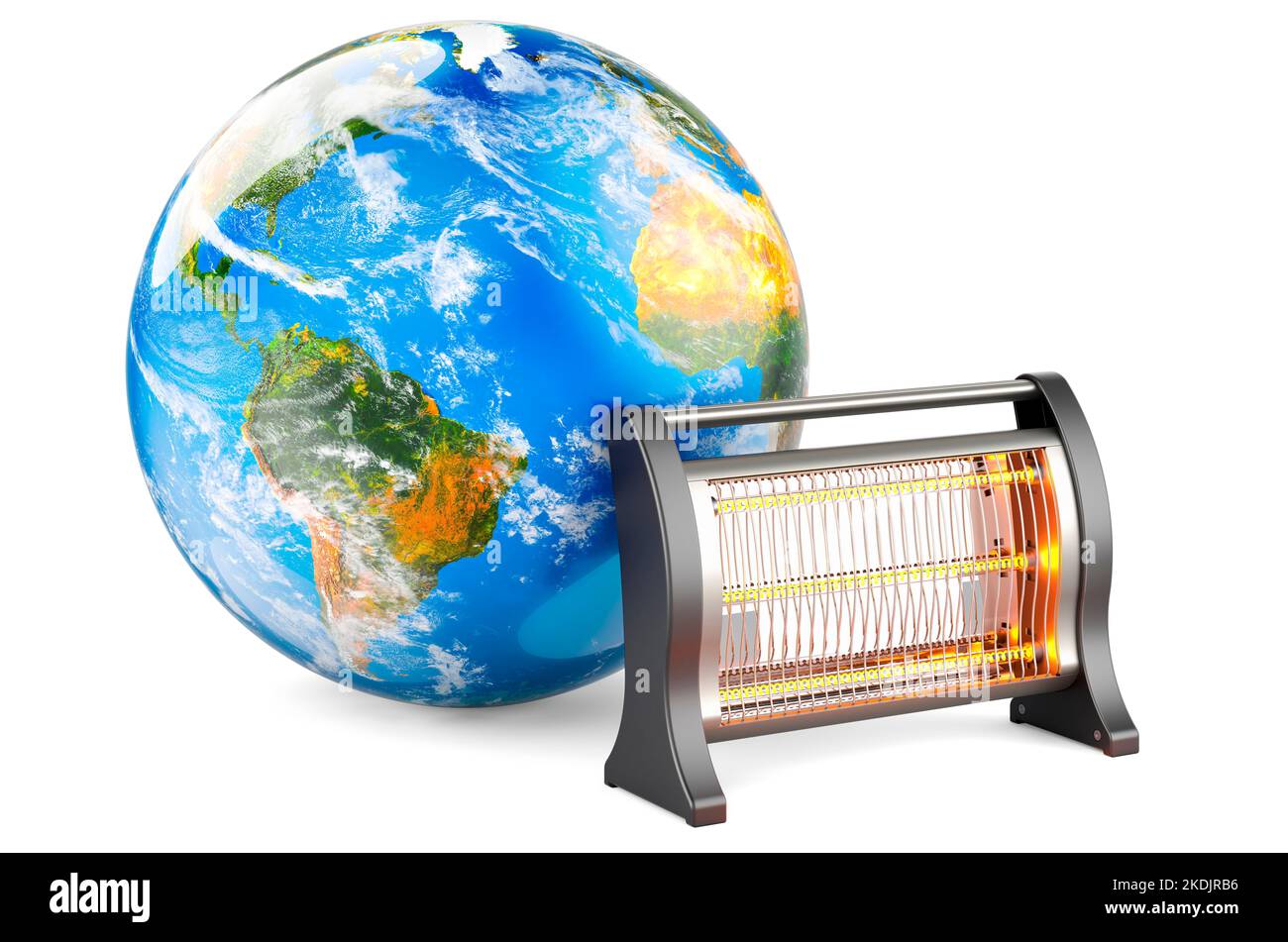 Infrared heater with Earth Globe, 3D rendering isolated on white ...