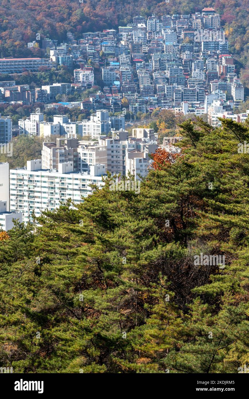 Seoul South Korea cityscape view from Inwangsan mountain on 5 November ...
